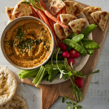 Pumpkin Hummus Pita & Dip Platter Recipe – Bakers Delight